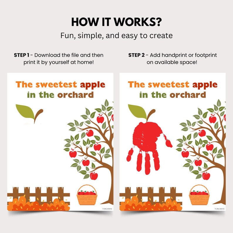 Apple Handprint Art: Fall Keepsake Craft for Kids (PDF Download) - Etsy