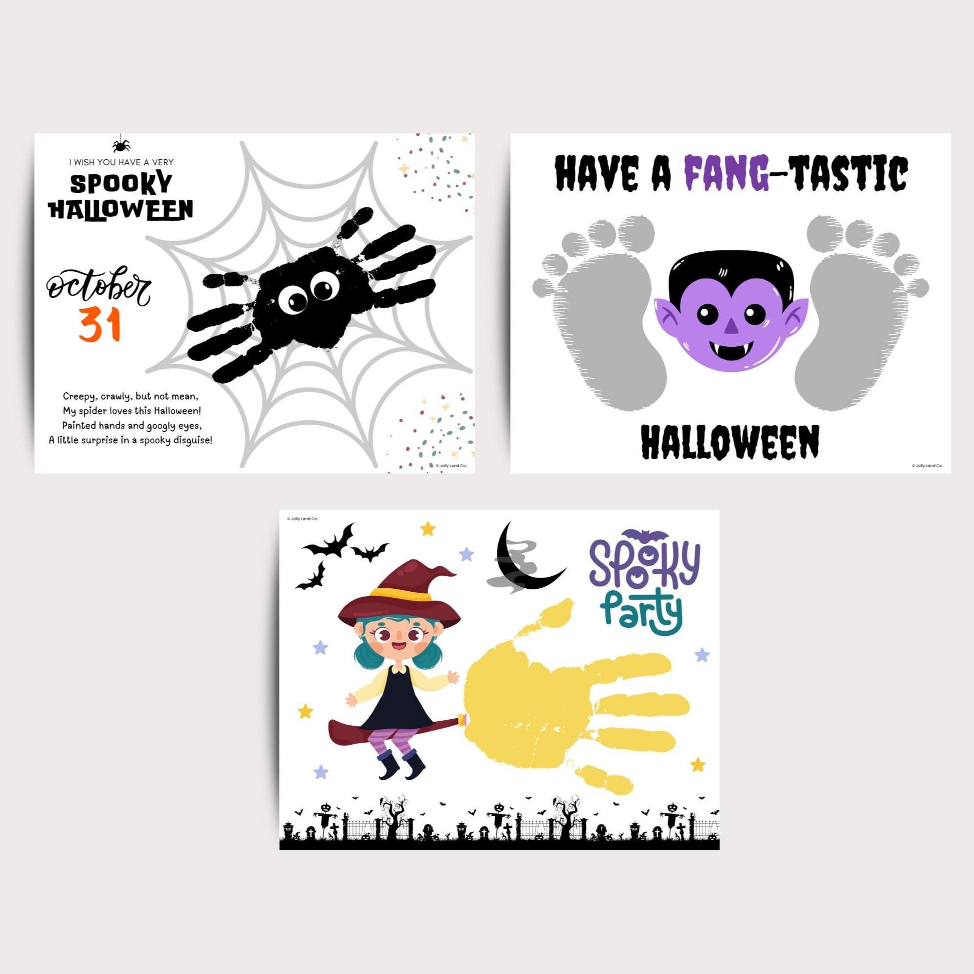 Halloween Handprint Art Bundle, Printable Handprint Crafts, Ghost ...