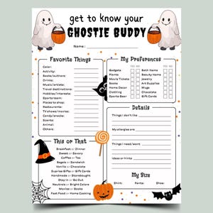 Halloween Questionnaire, Halloween Wishlist, Boo Buddy Printable ...