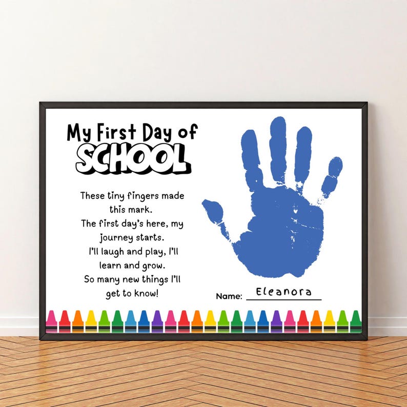 First Day of School Handprint Poem Art: Keepsake Craft (digital ...