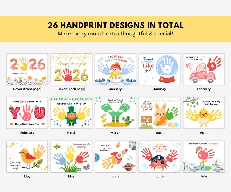 2026 Handprint Calendar for Grandparents Printable Gift From Kids ...