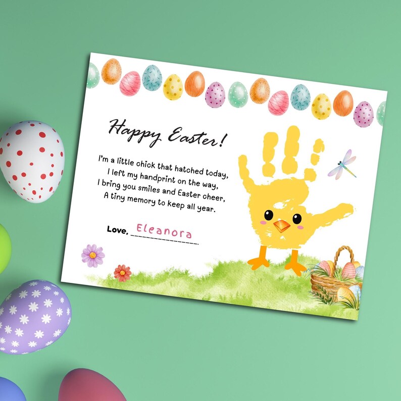 Spring Chick Handprint Craft Printable, Easter Handprint Art for Kids ...