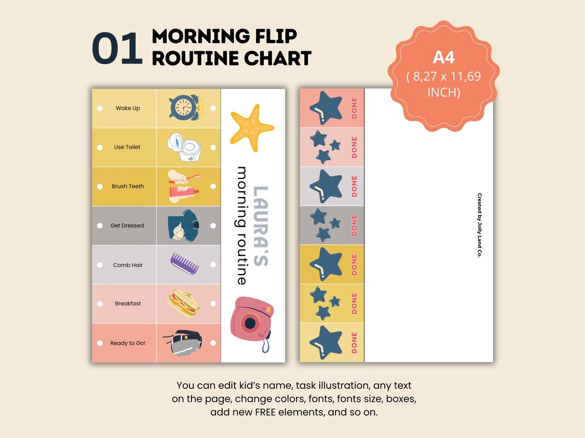 Toddler Daily Routine Flip Chart: Visual Schedule (canva Editable, A4 ...