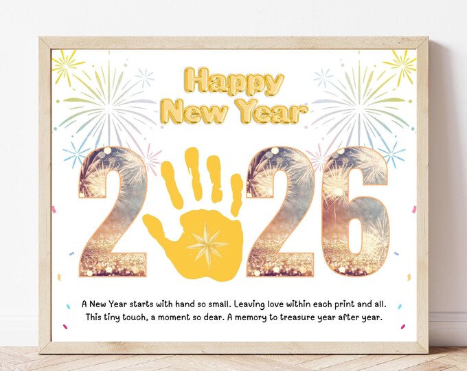 New Years Handprint Craft, 2026 New Year's Printable Handprint Art ...