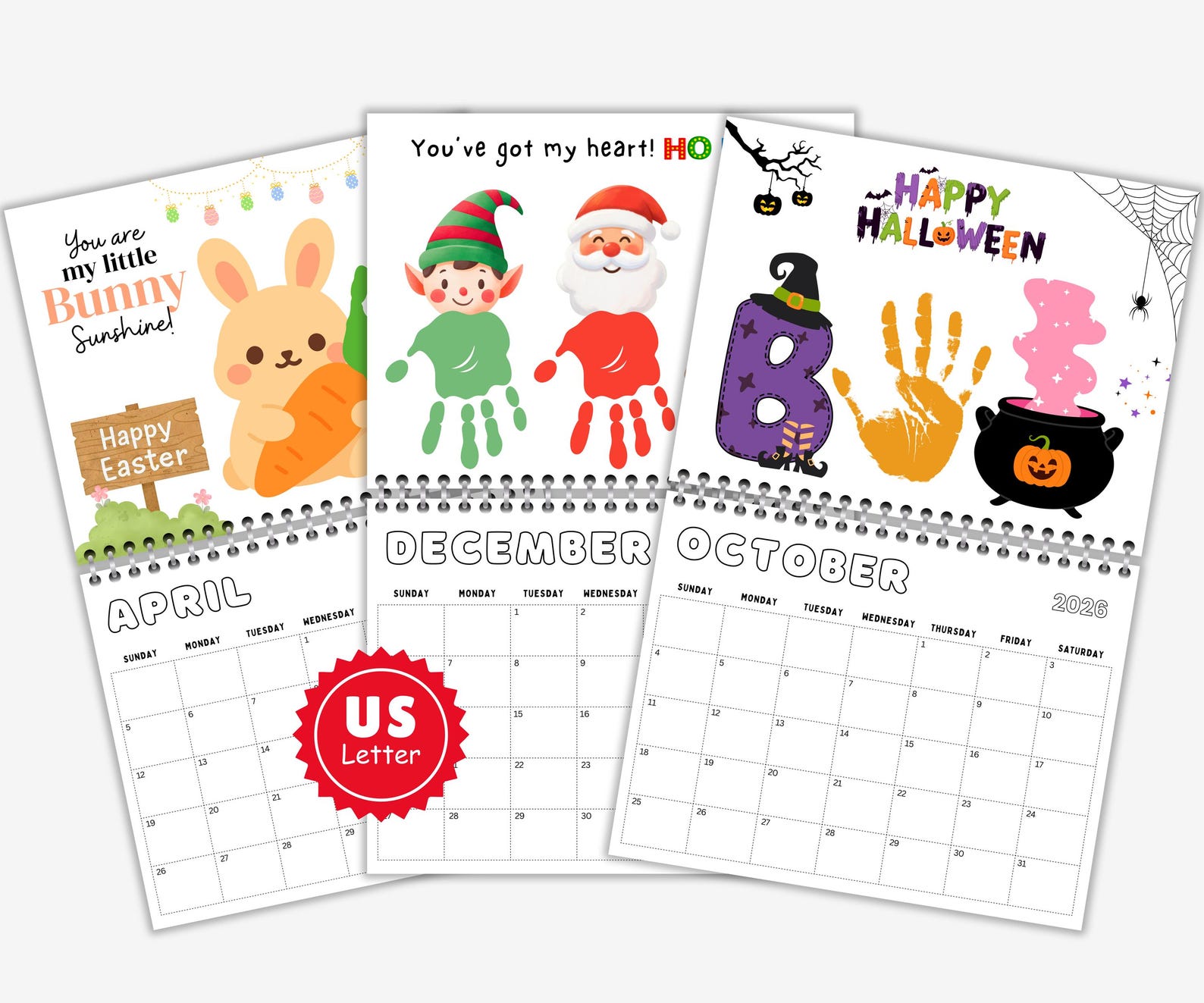 2026 Handprint Calendar Craft, Calendar Keepsake Gift From Kids ...