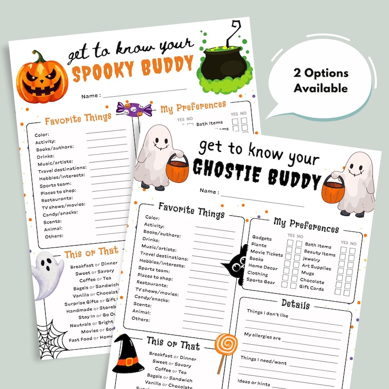 Boo Buddies Questionnaire - Etsy