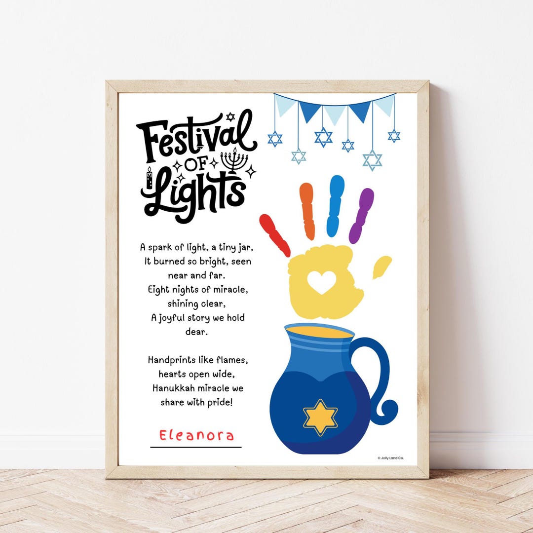 Hanukkah Handprint Craft for Kids, Printable Menorah Art, Toddler ...
