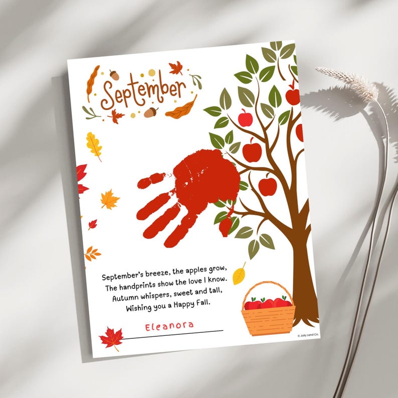 September Handprint Crafts Printable, DIY Art Kids Preschool Activity ...