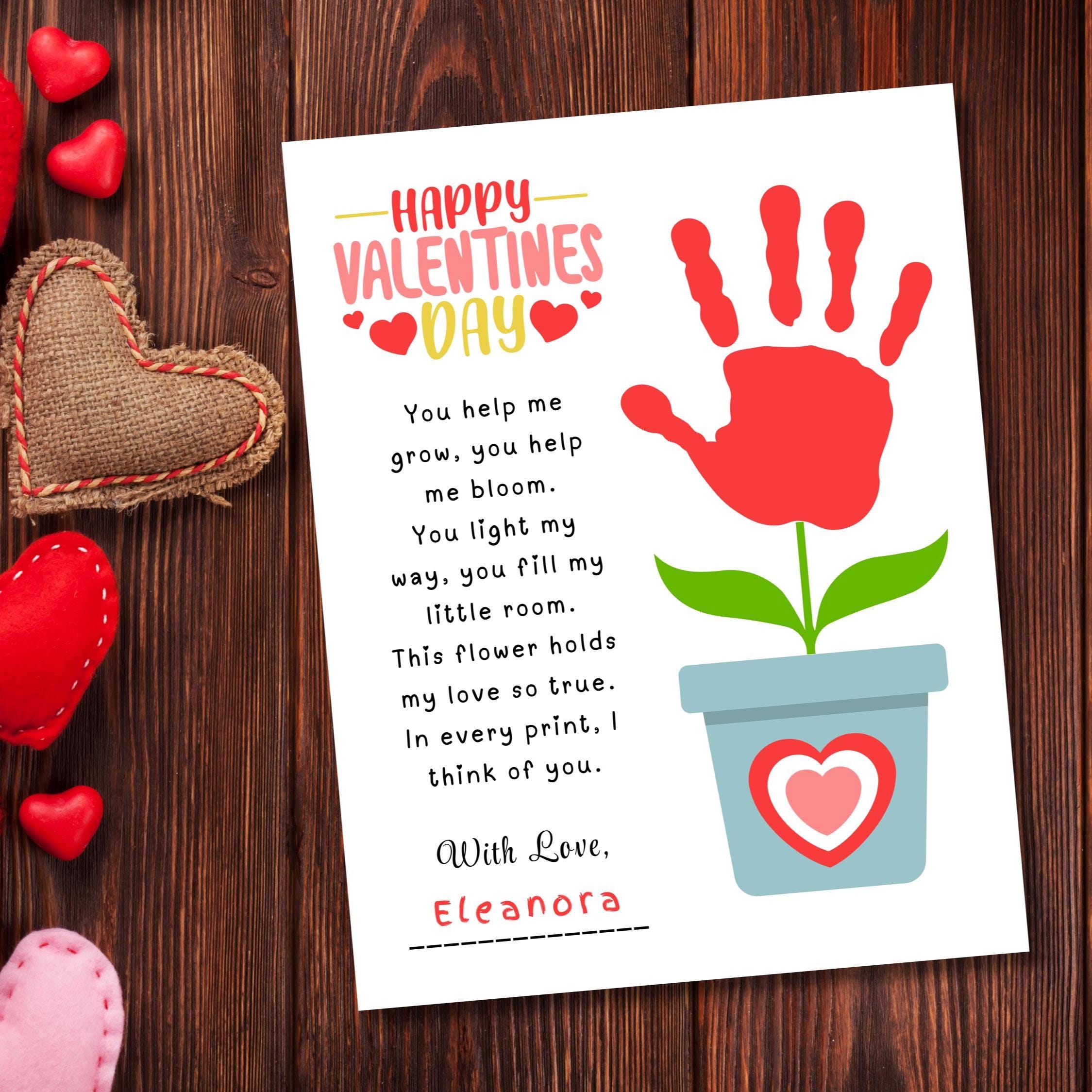 Valentine Handprint Craft for Kids, Flower Poem Keepsake Gift ...
