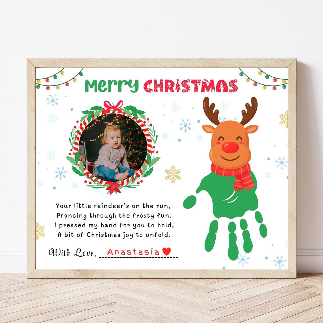 Reindeer Handprint Christmas Poem Craft, Preschool Christmas Art ...