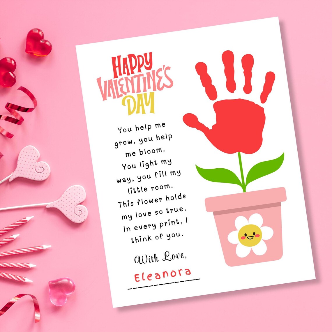 Valentines Day Handprint Craft, 2026 Valentines Handprint Template ...
