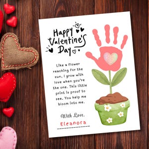 Valentine Handprint Craft for Kids, Flower Poem Keepsake, DIY Valentine ...