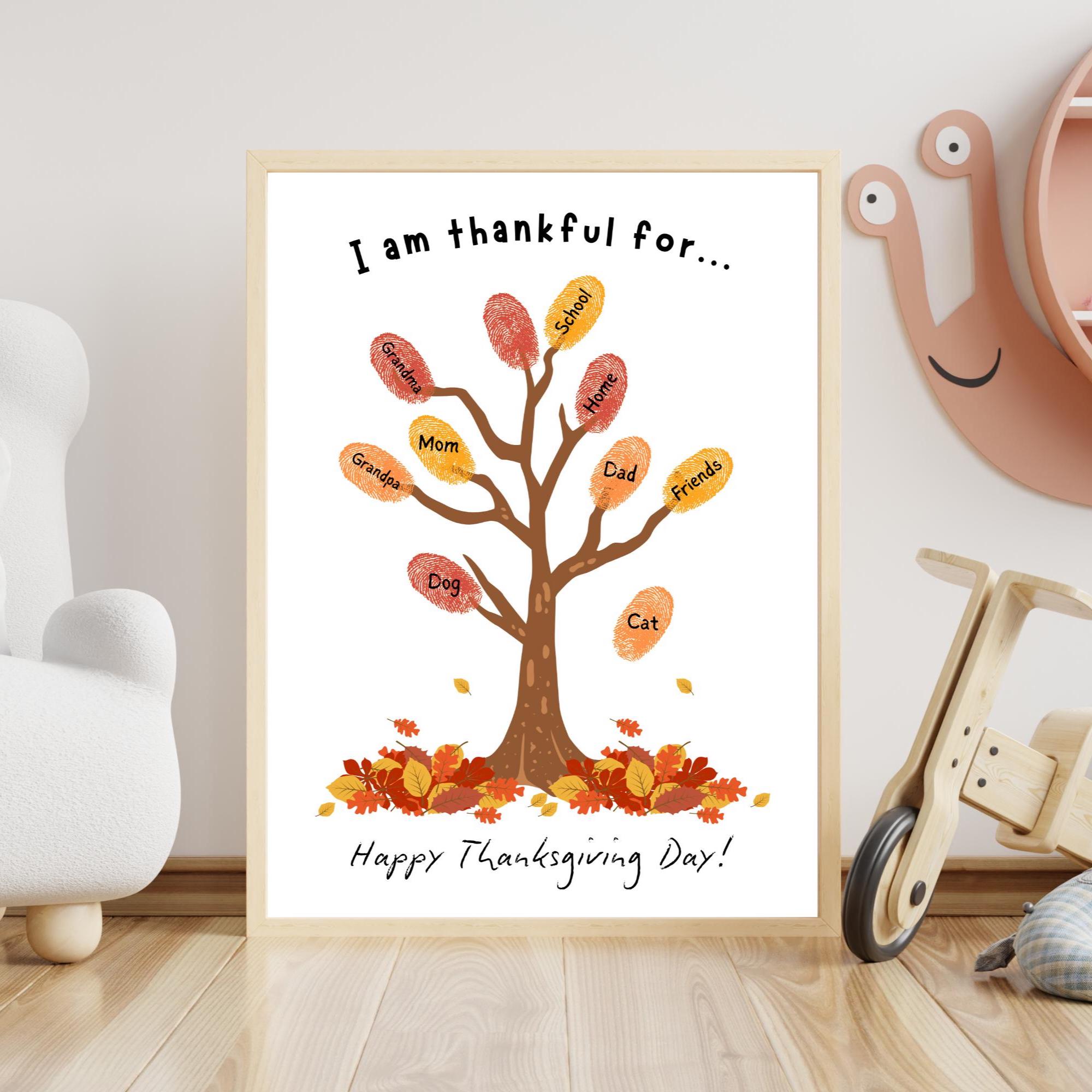 Thanksgiving Fingerprint Tree Craft, I Am Thankful for Printable ...
