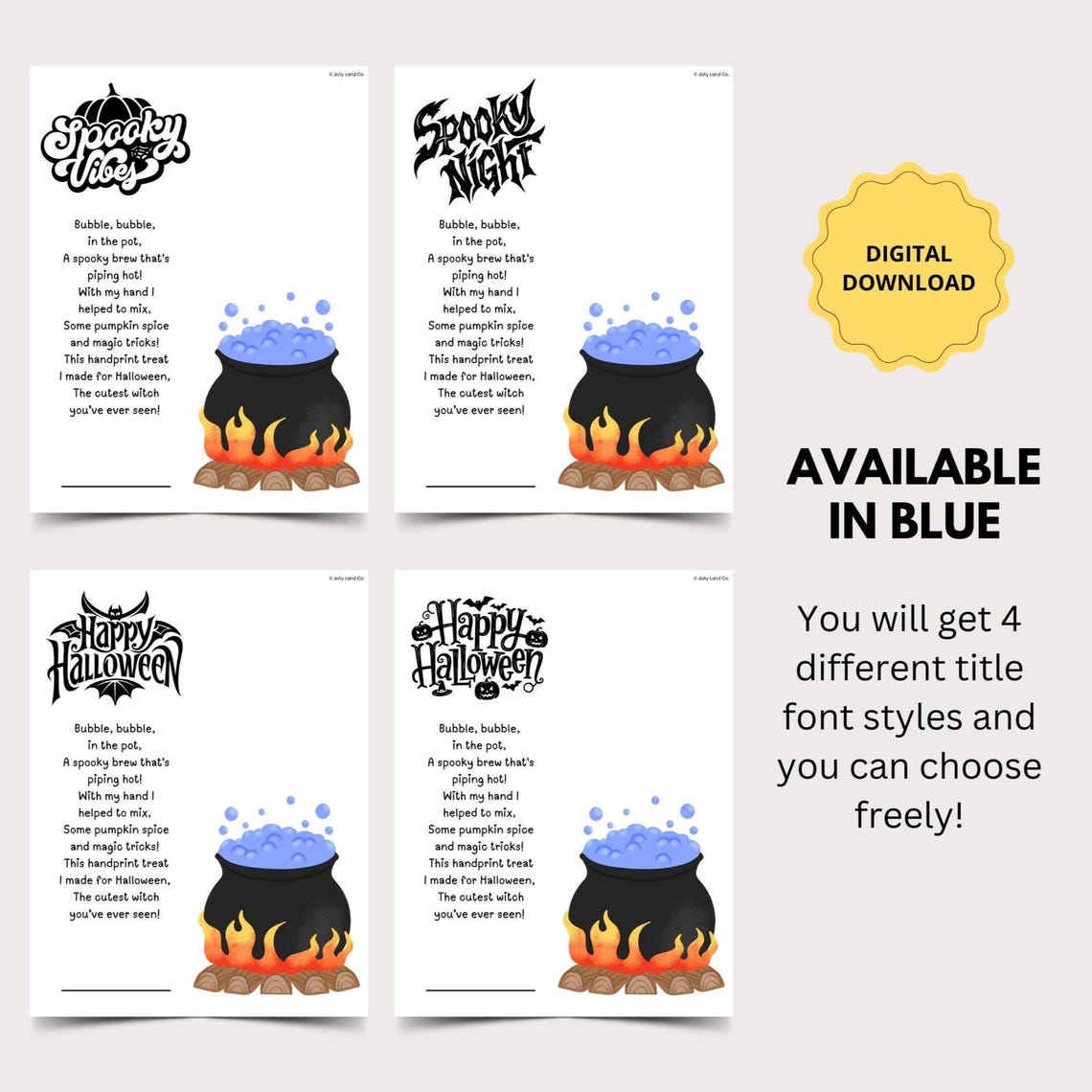 Cauldron Handprint Halloween Craft: Keepsake Poem Art (digital Download ...