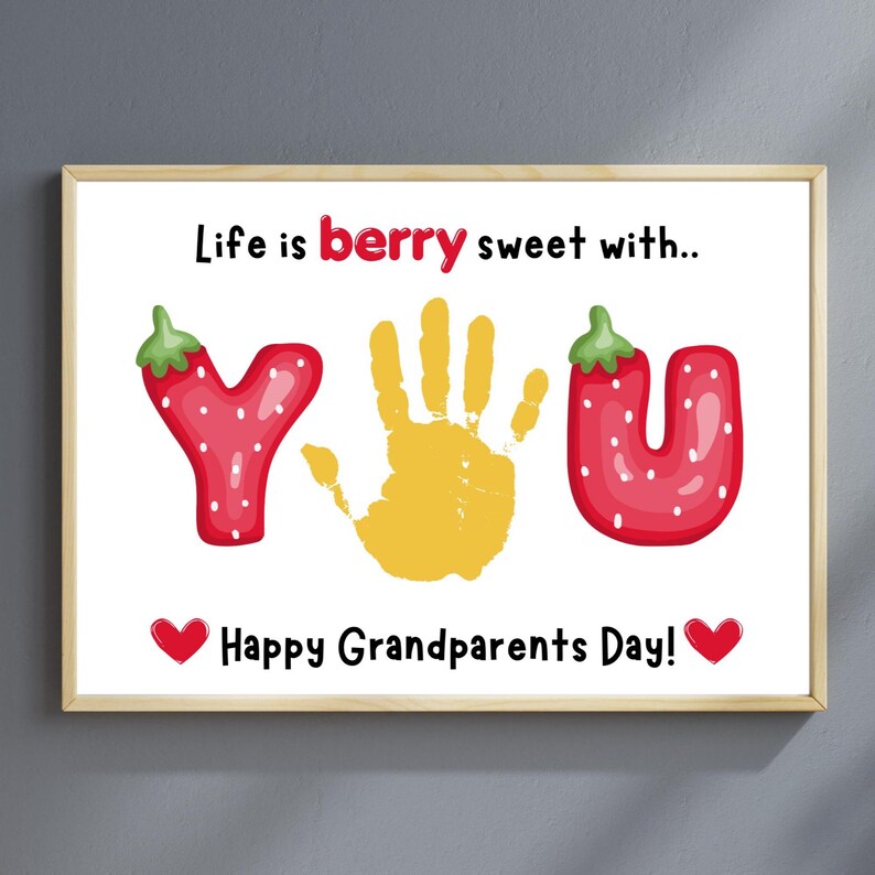 Grandparents Day Handprint Art, Strawberry Handprint Life is Berry ...