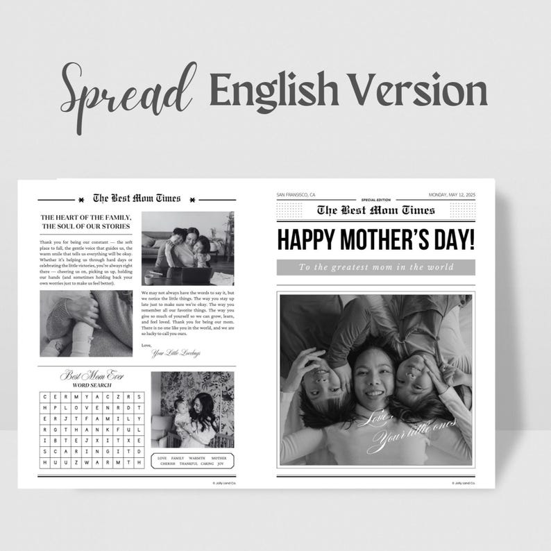 Editable Mother's Day Newspaper Template, Personalized Mother's Day ...