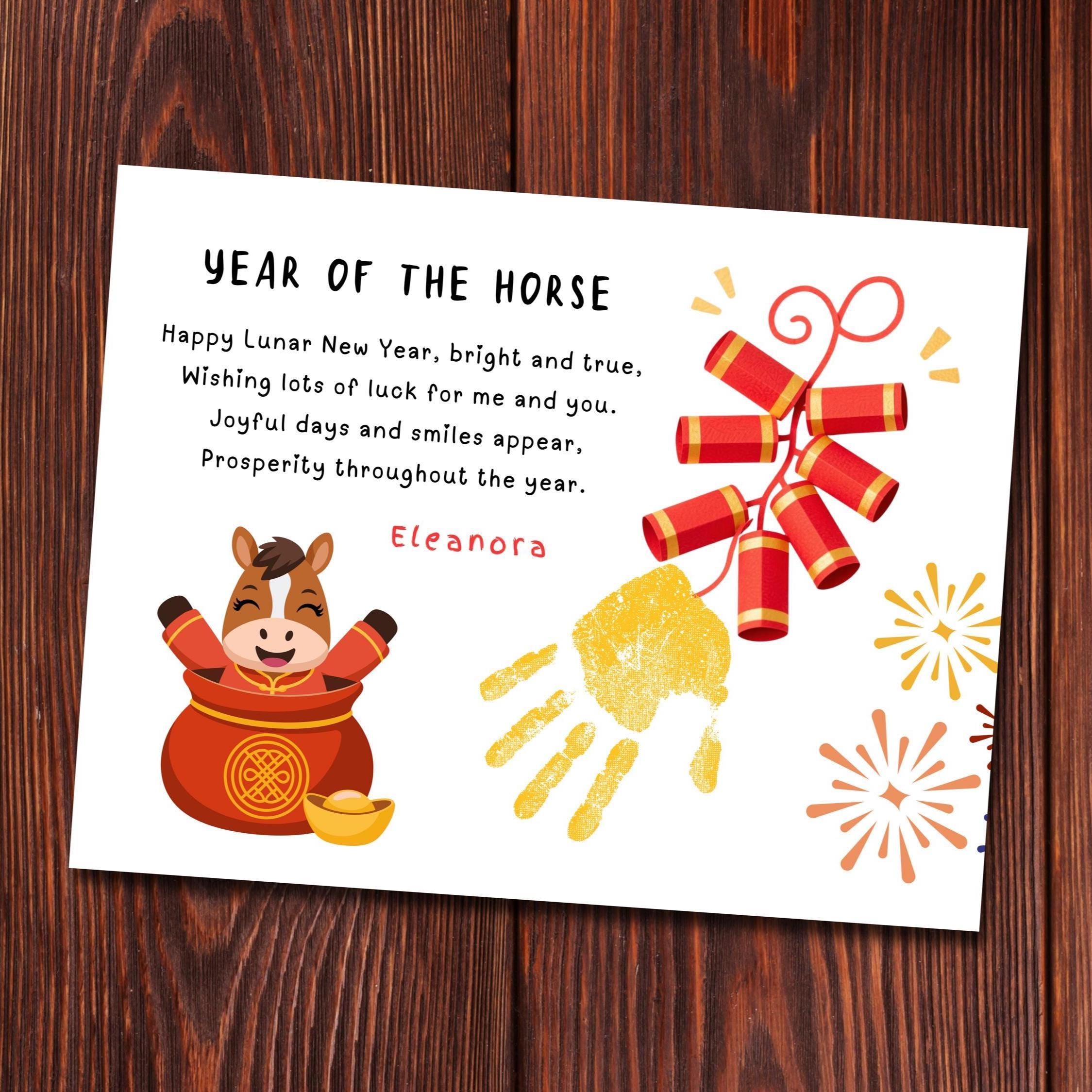 Lunar New Year Handprint Poem Craft, Year of the Horse Handprint Art ...