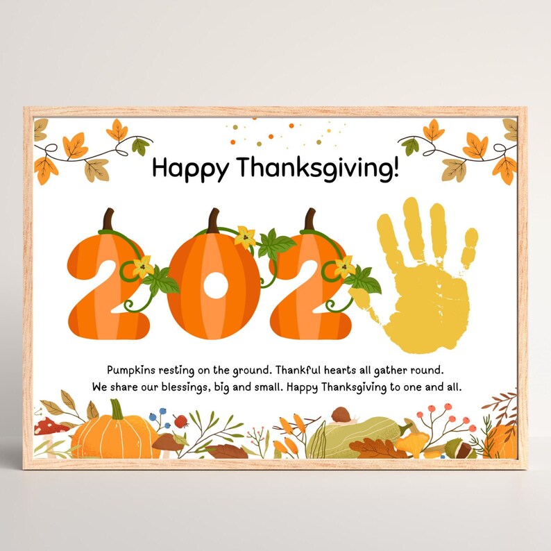 Happy Thanksgiving Handprint Art 2025, Pumpkin Handprint Craft for Kids ...