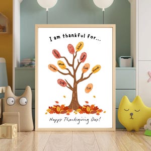 Thanksgiving Fingerprint Tree Craft, I Am Thankful for Printable ...