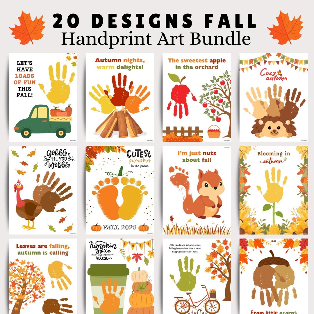 Fall Handprint Art Bundle: Kids' Autumn Crafts (PDF Download) - Etsy