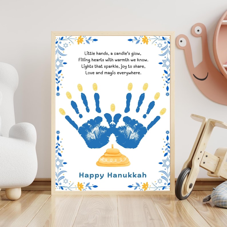 Hanukkah Handprint and Fingerprint Art Poem for Kids: Printable Craft ...