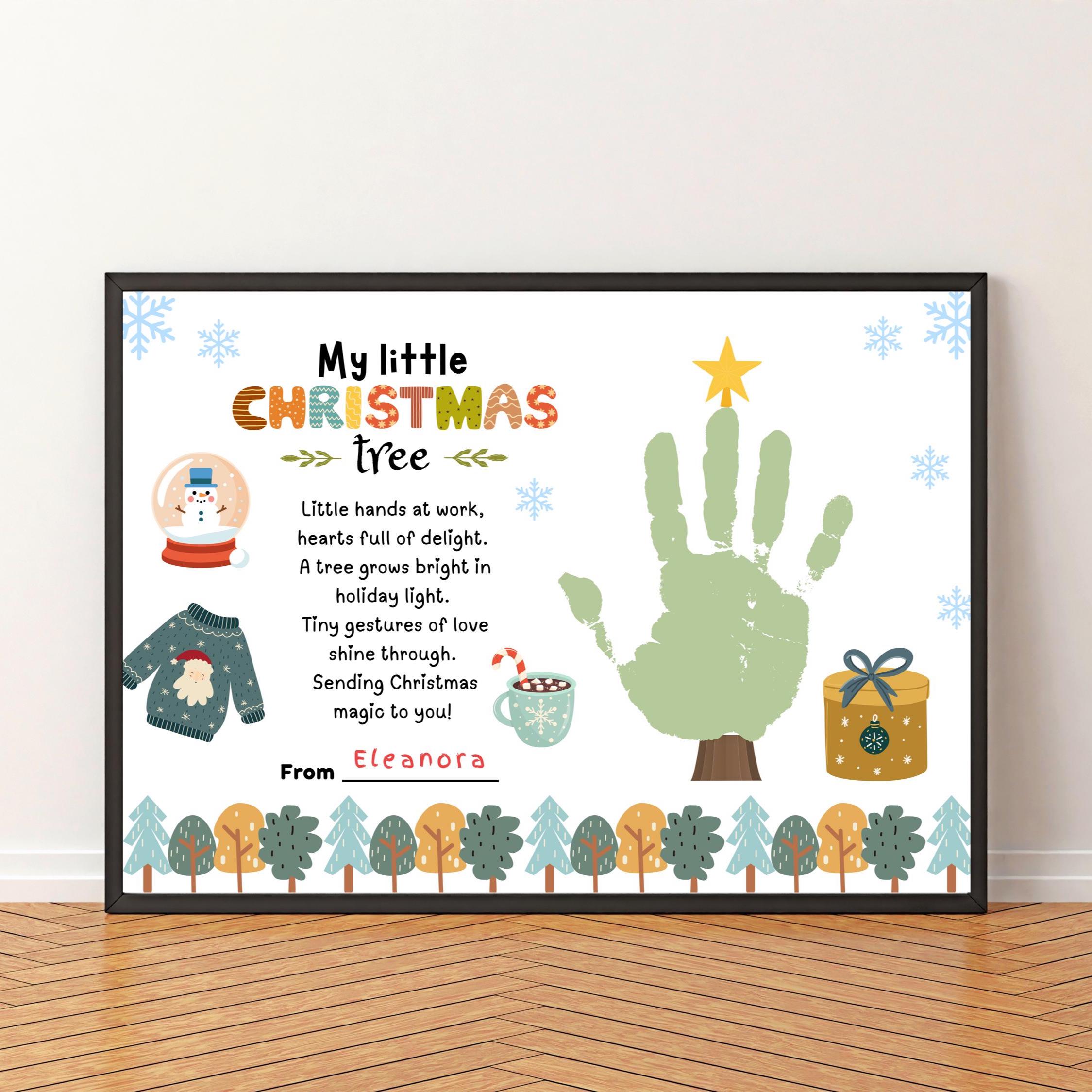 Christmas Tree Handprint Art, Printable | DIY Xmas Gift for Parents ...