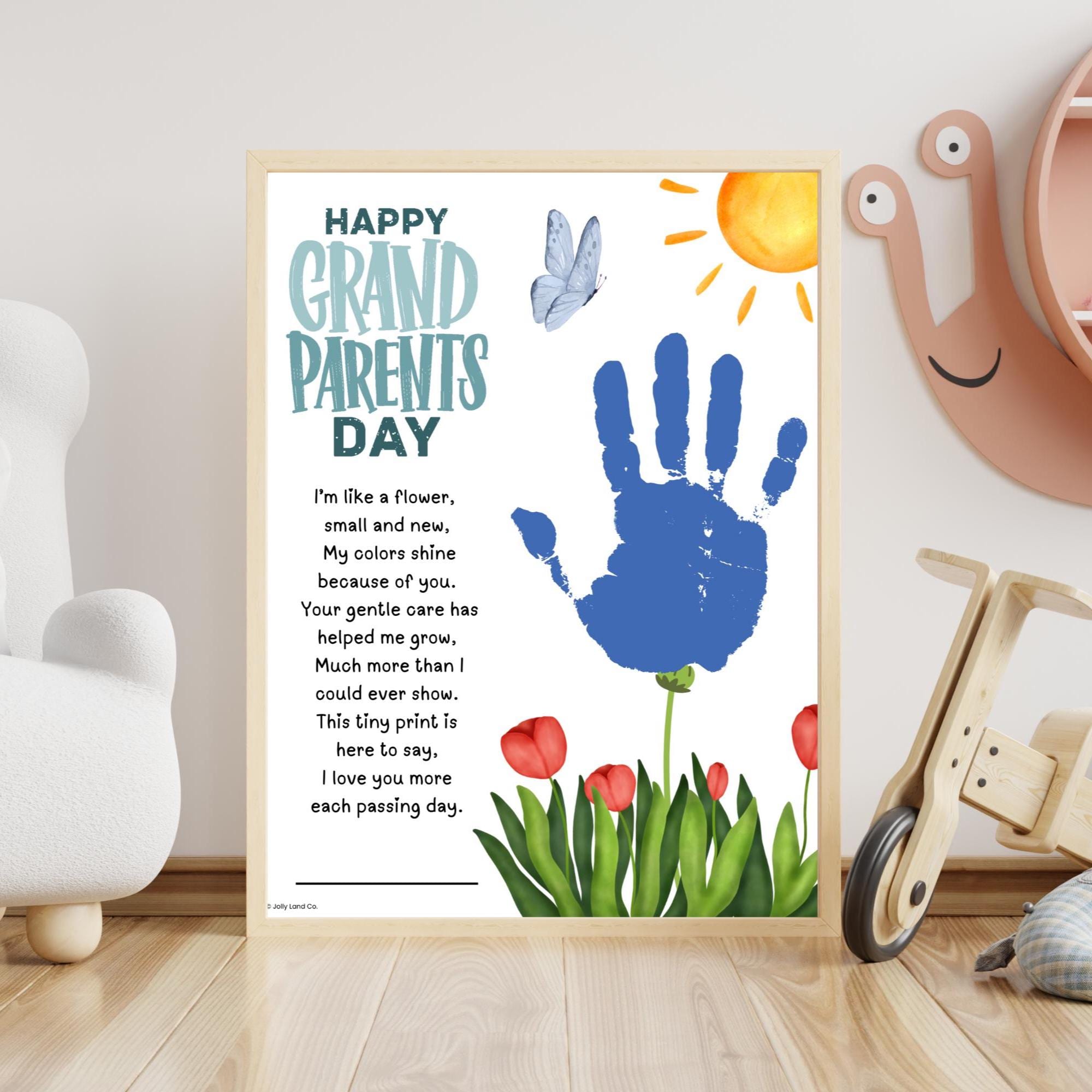 Grandparents Day Handprint Art: Poem & Flower Template (digital ...