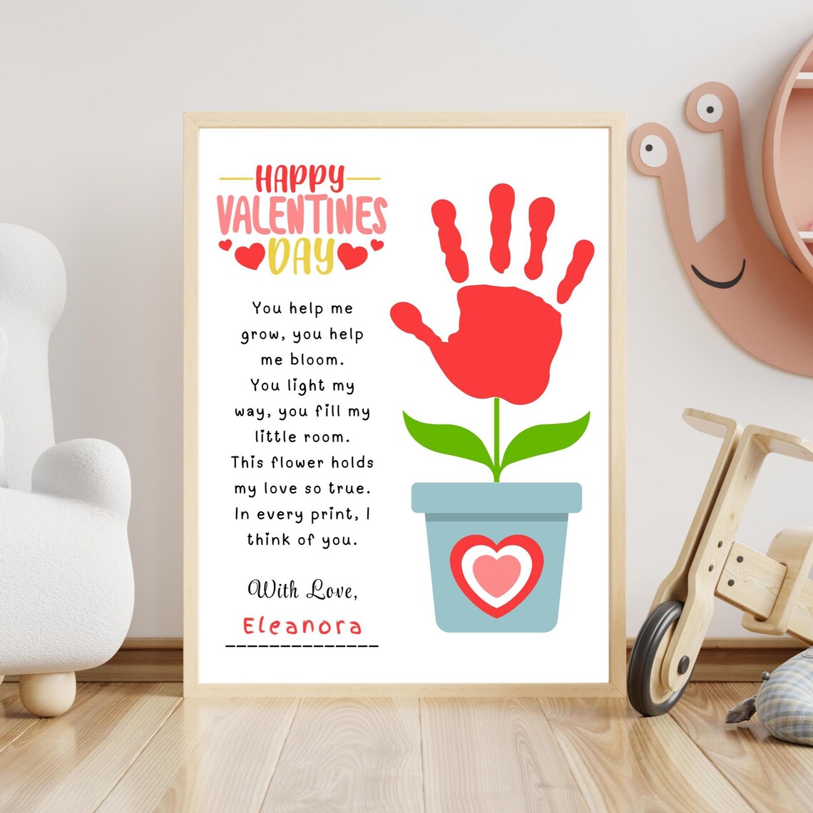 Valentine Handprint Craft for Kids, Flower Poem Keepsake Gift ...