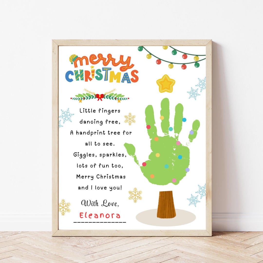 Christmas Tree Handprint Craft, DIY Xmas Gift, Handprint Poem Art, Kids ...