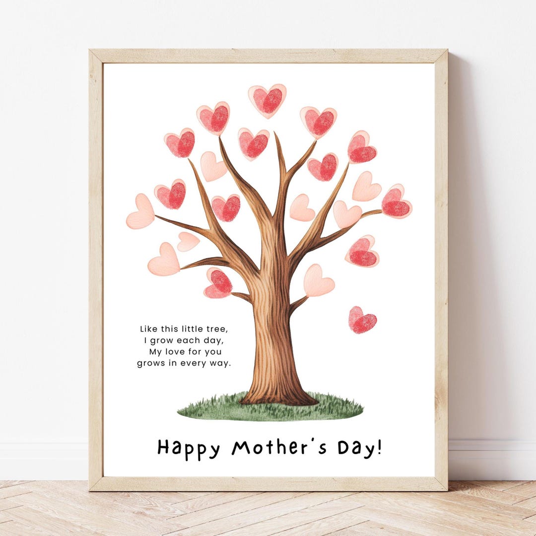 Mother’s Day Fingerprint Craft, Fingerprint Tree Printable for Kids ...