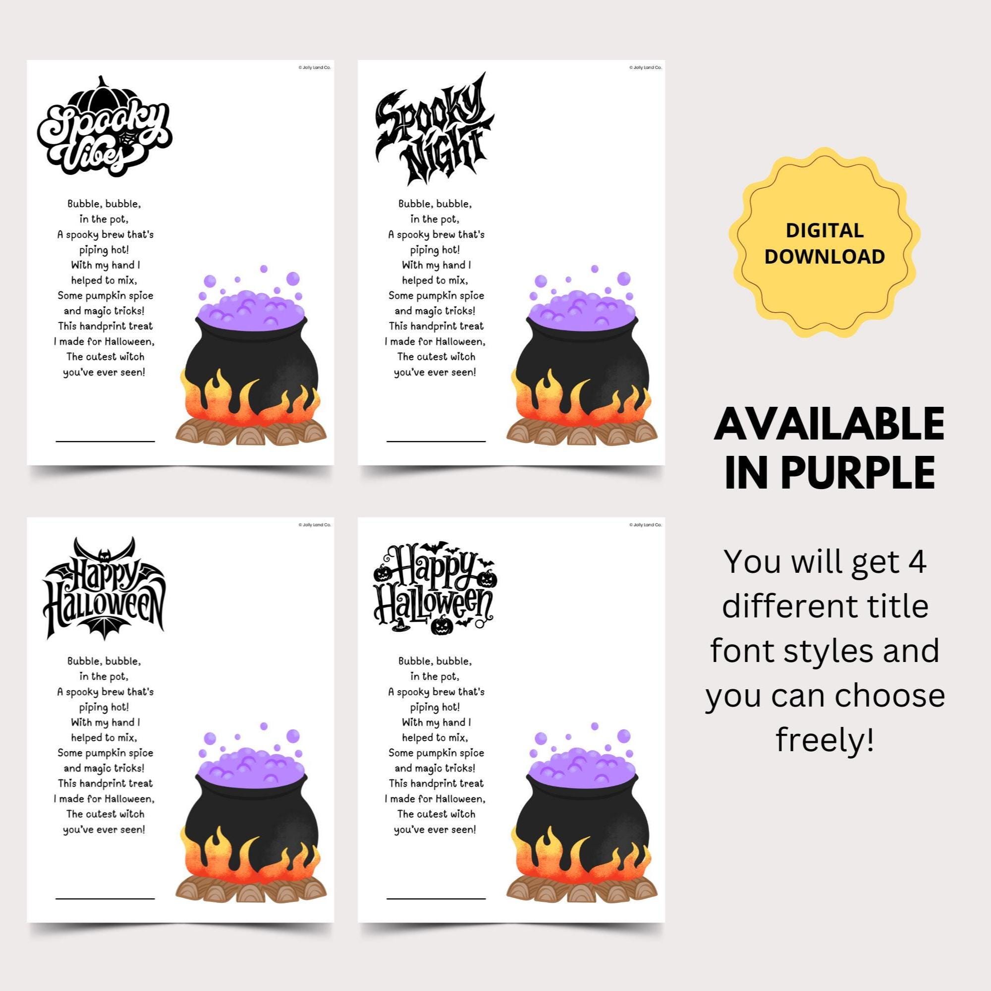 Cauldron Handprint Halloween Craft: Keepsake Poem Art (digital Download ...