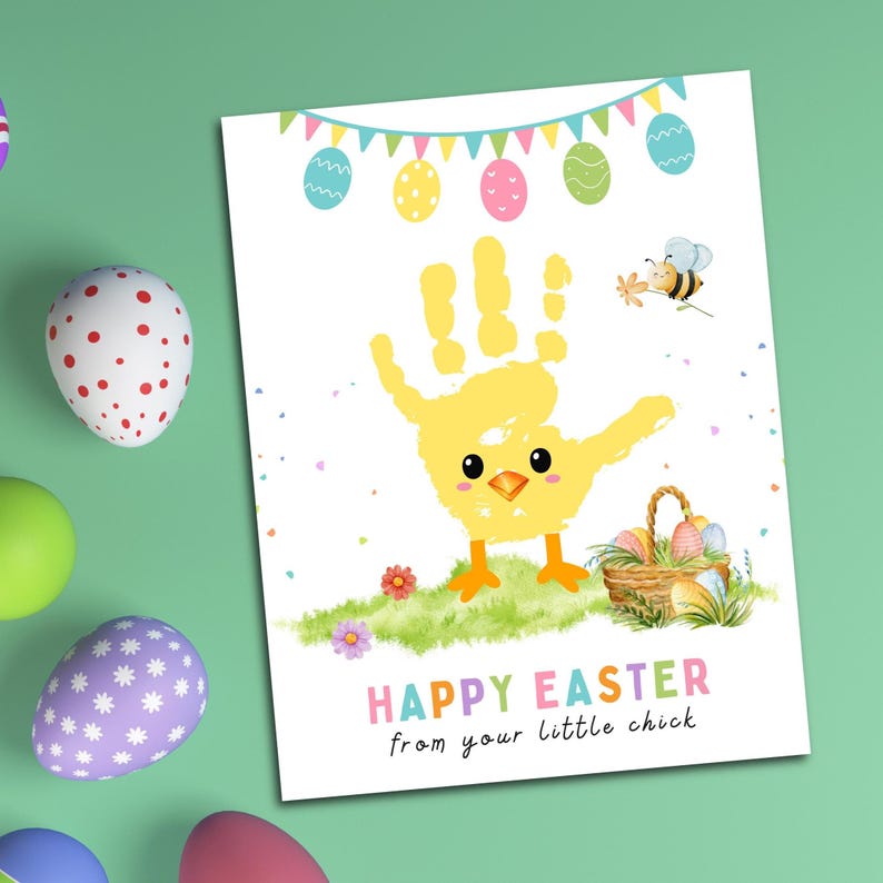 Little Chick Handprint Art Printable, Easter Gift, Easter Chick ...
