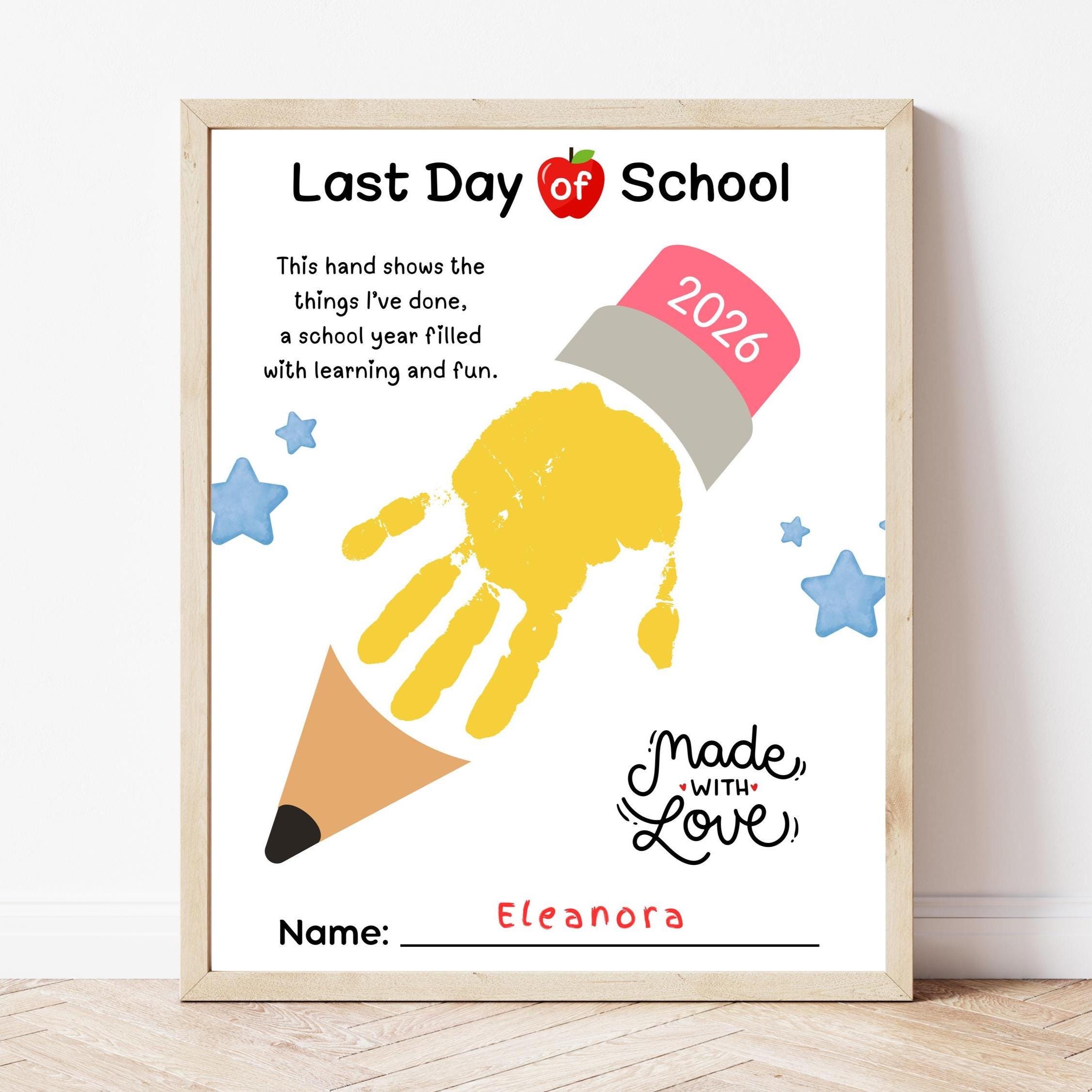 Last Day of School Handprint Craft Printable, Kindergarten Prek ...
