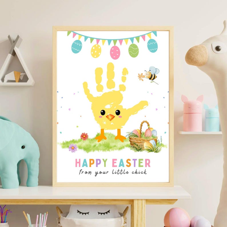 Little Chick Handprint Art Printable, Easter Gift, Easter Chick ...