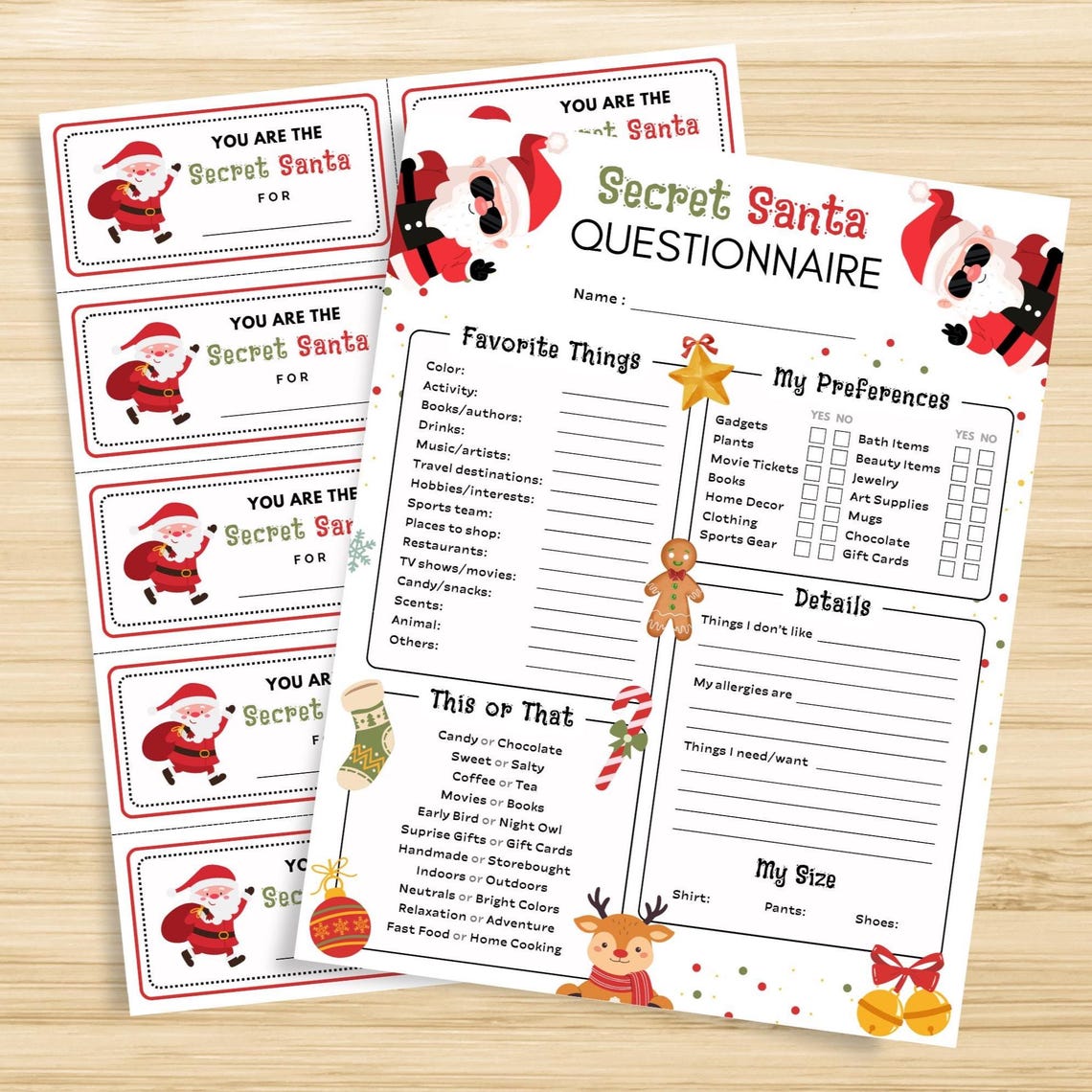 Secret Santa Survey | Secret Santa Questionnaire | Secret Gift Exchange ...