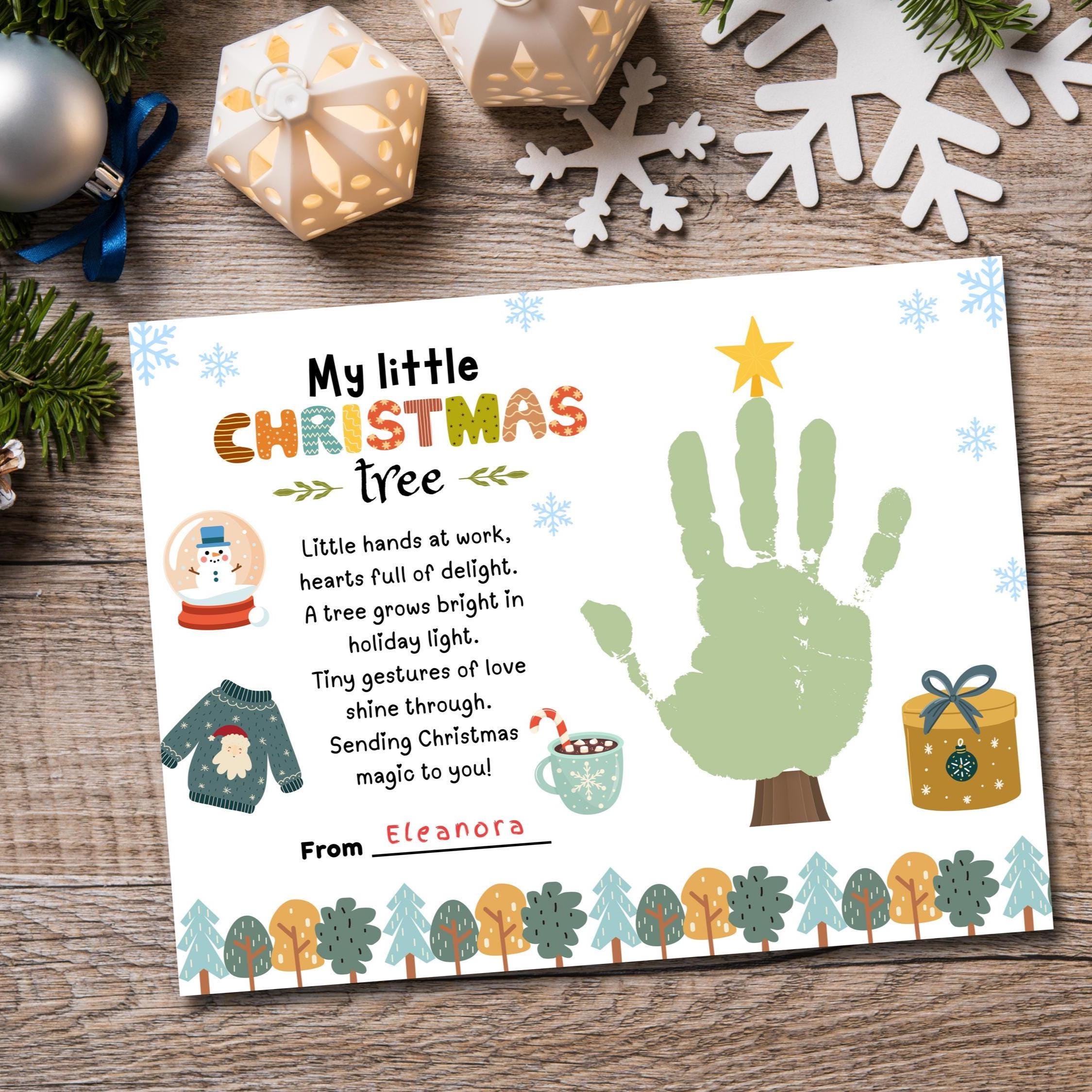 Christmas Tree Handprint Art, Printable | DIY Xmas Gift for Parents ...