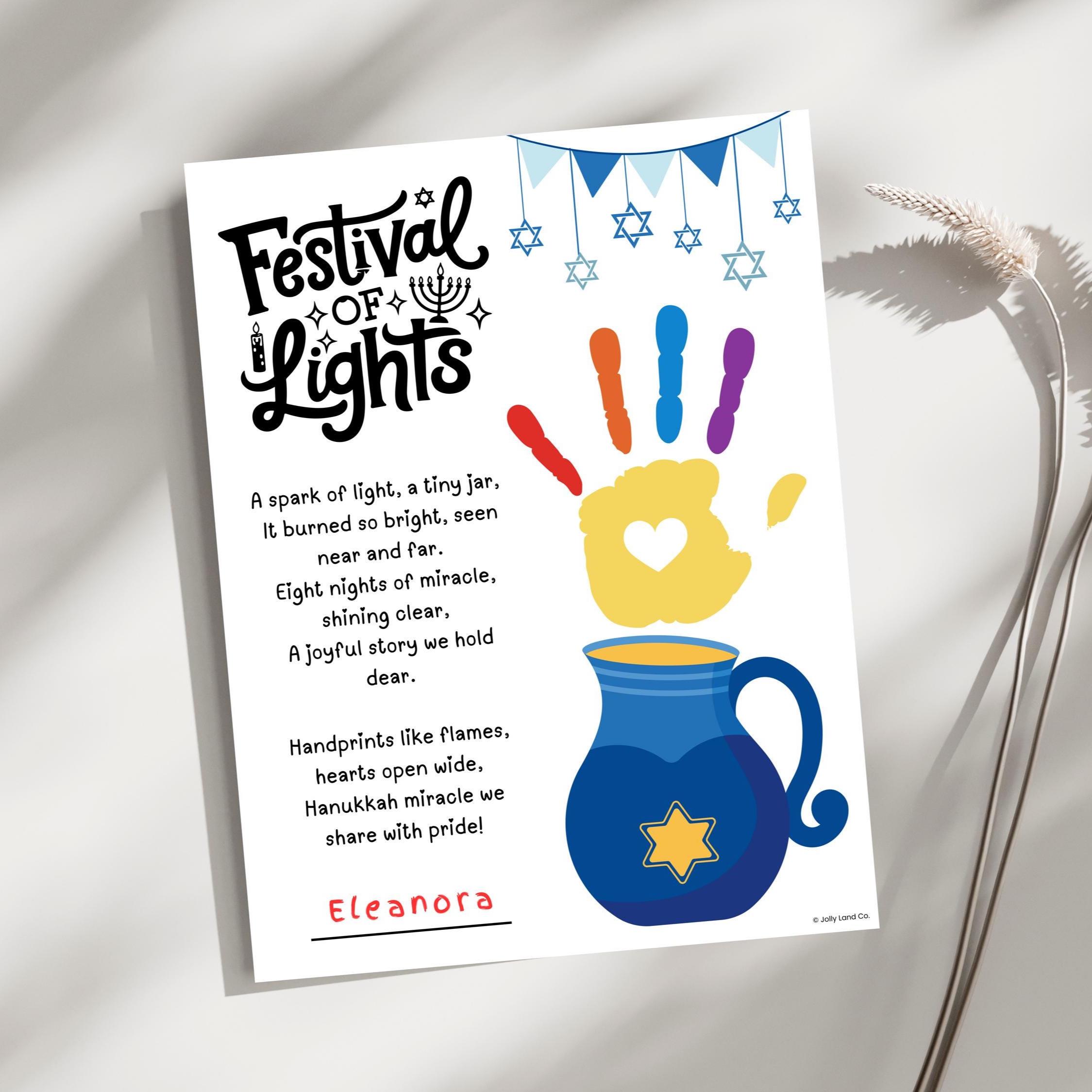 Hanukkah Handprint Craft for Kids, Printable Menorah Art, Toddler ...