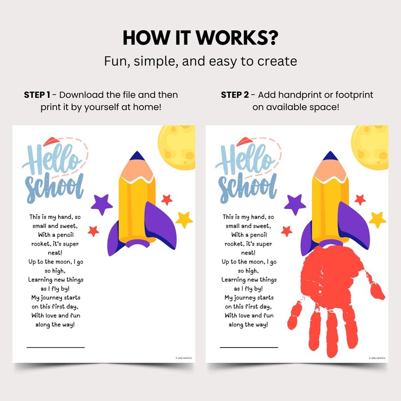 First Day of School Handprint Craft, Back to School Printable, School ...