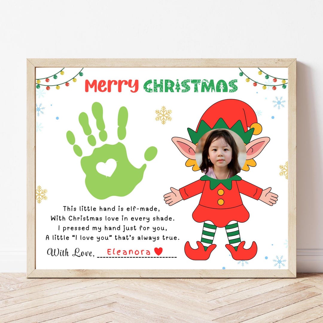 Christmas Elf Handprint Craft With Poem – Printable Holiday Activity ...