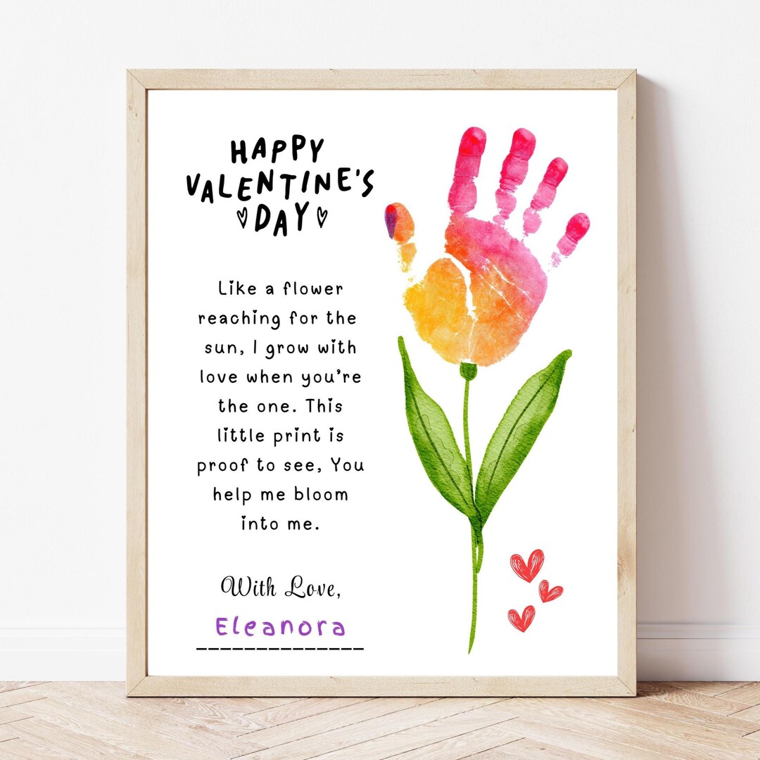 Valentine's Day Handprint Art Craft Template, Kids Valentine Activity ...