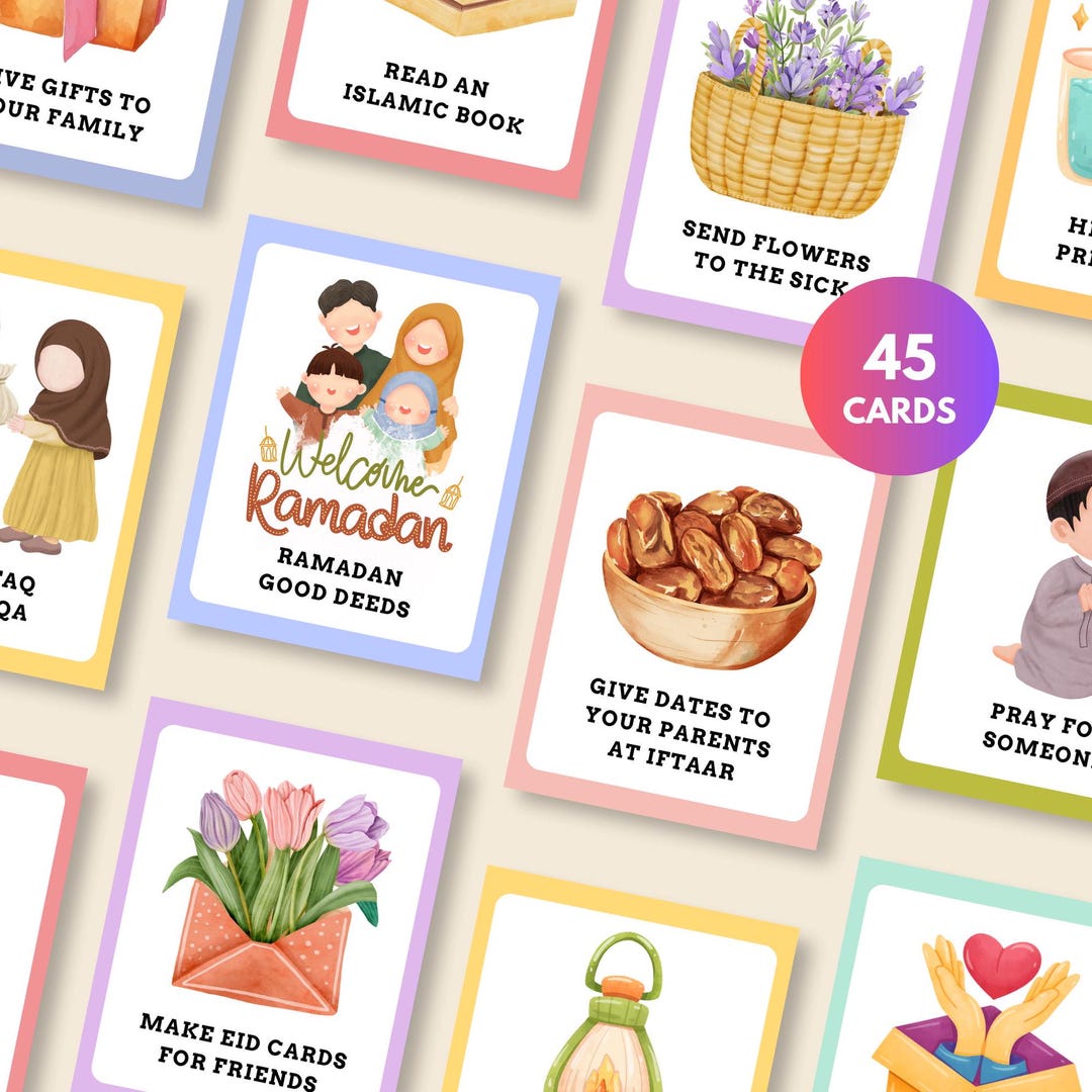 Ramadan Good Deeds Cards, Prayer Cards, Kids Islamic Quotes, Islamic ...