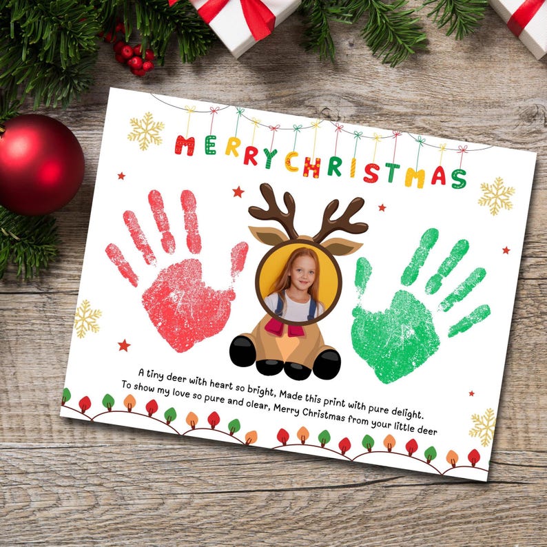 Christmas Handprint Art, I Love You Deerly, Christmas Reindeer Craft ...