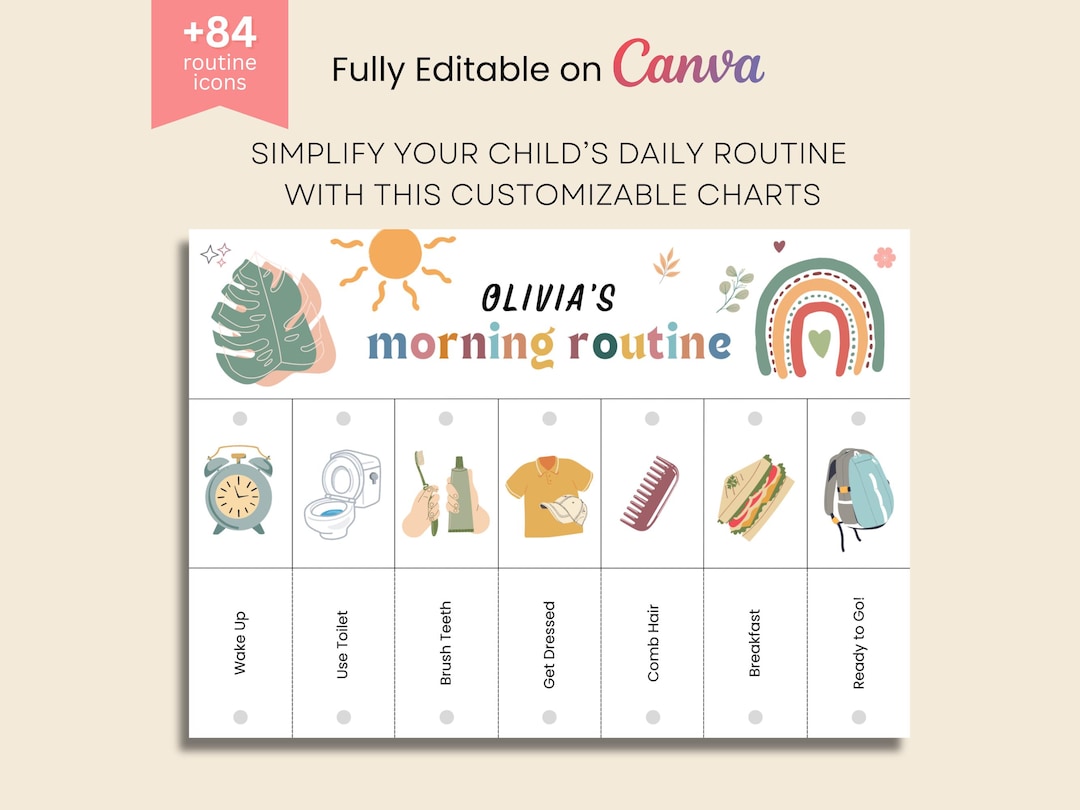 Morning Evening Routine Flip Chart, Kids Daily Schedule Printable ...