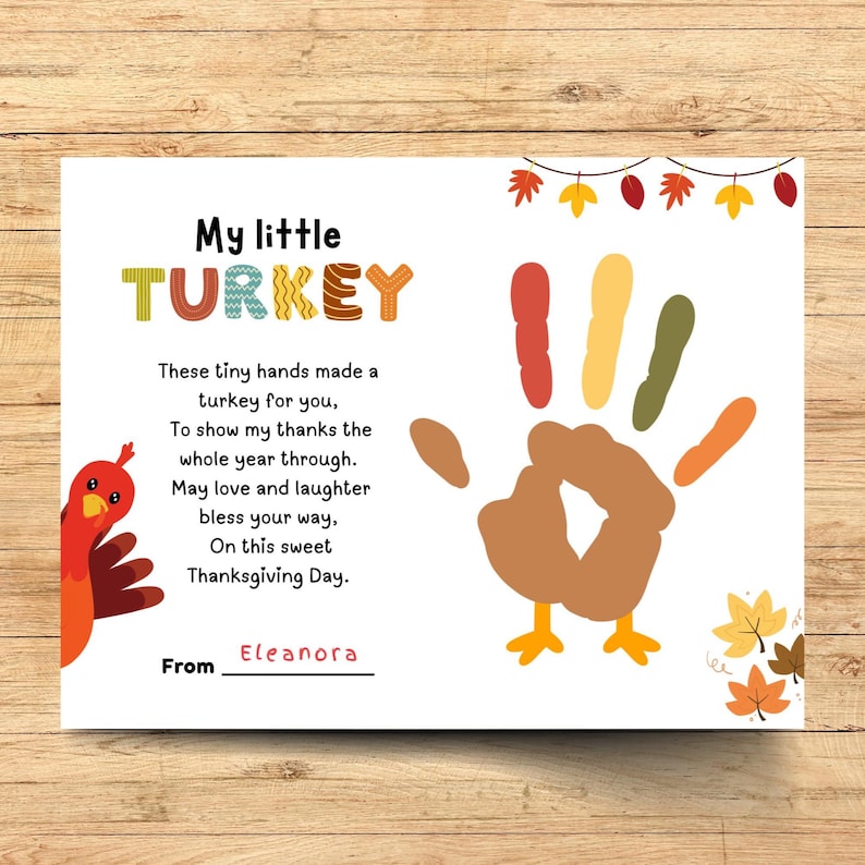 Thanksgiving Handprint Poem Art: Turkey Craft for Kids, Sweet Family ...