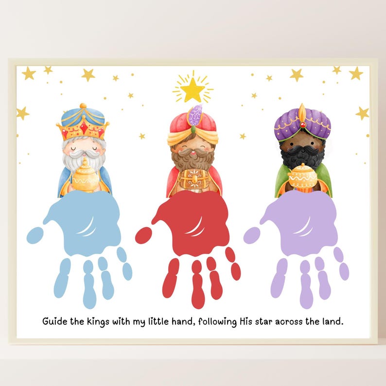 Christmas Wise Men Handprint Craft Printable, Three Kings Nativity Art ...