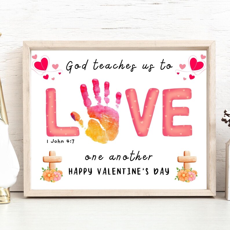 Christian Kids Valentine’s Day Craft, Christian Handprint Art, Bible ...