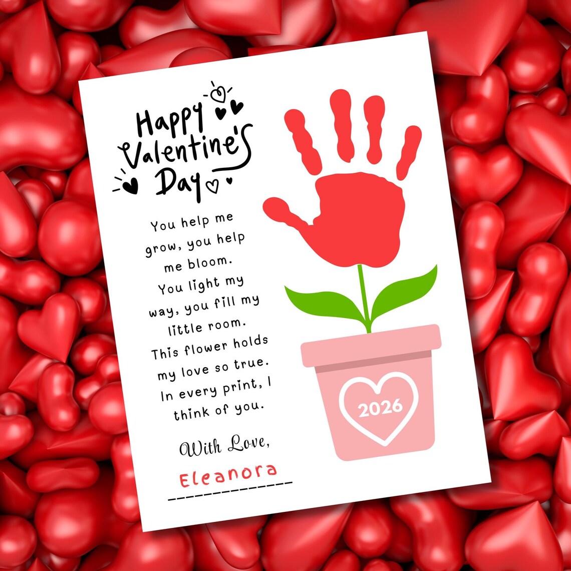 Valentines Day Handprint Craft, 2026 Valentines Handprint Template ...