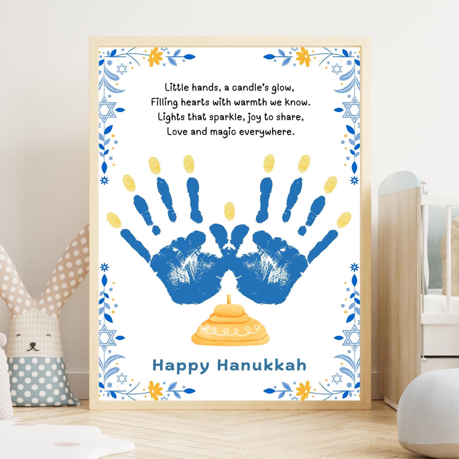 Hanukkah Handprint and Fingerprint Art Poem for Kids: Printable Craft ...