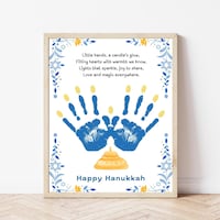 Hanukkah Chanukah Handprint Fingerprint Art Craft | Happy Hanukkah Card ...