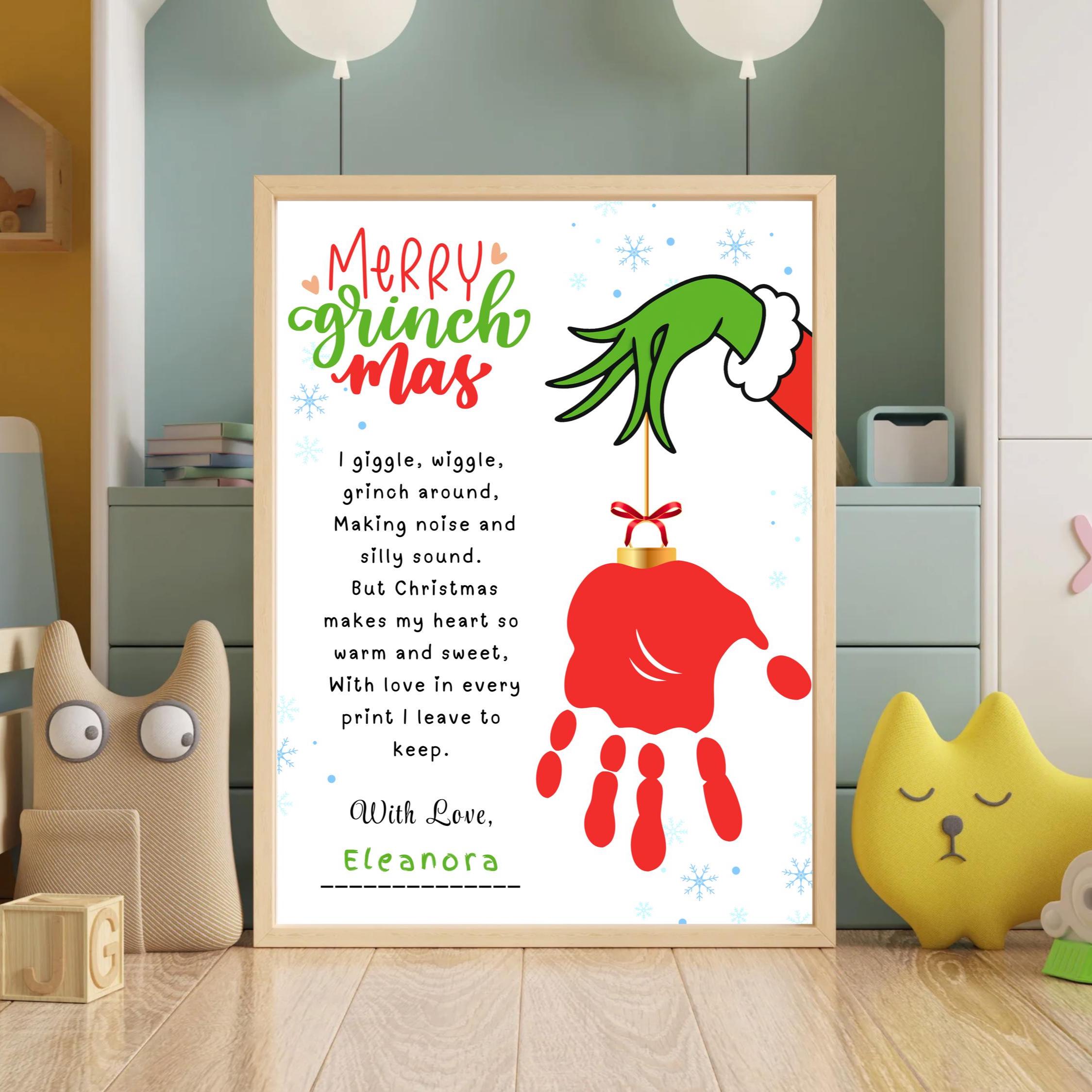 Christmas Handprint DIY Art Craft, the Grinch Handprint Ornament ...